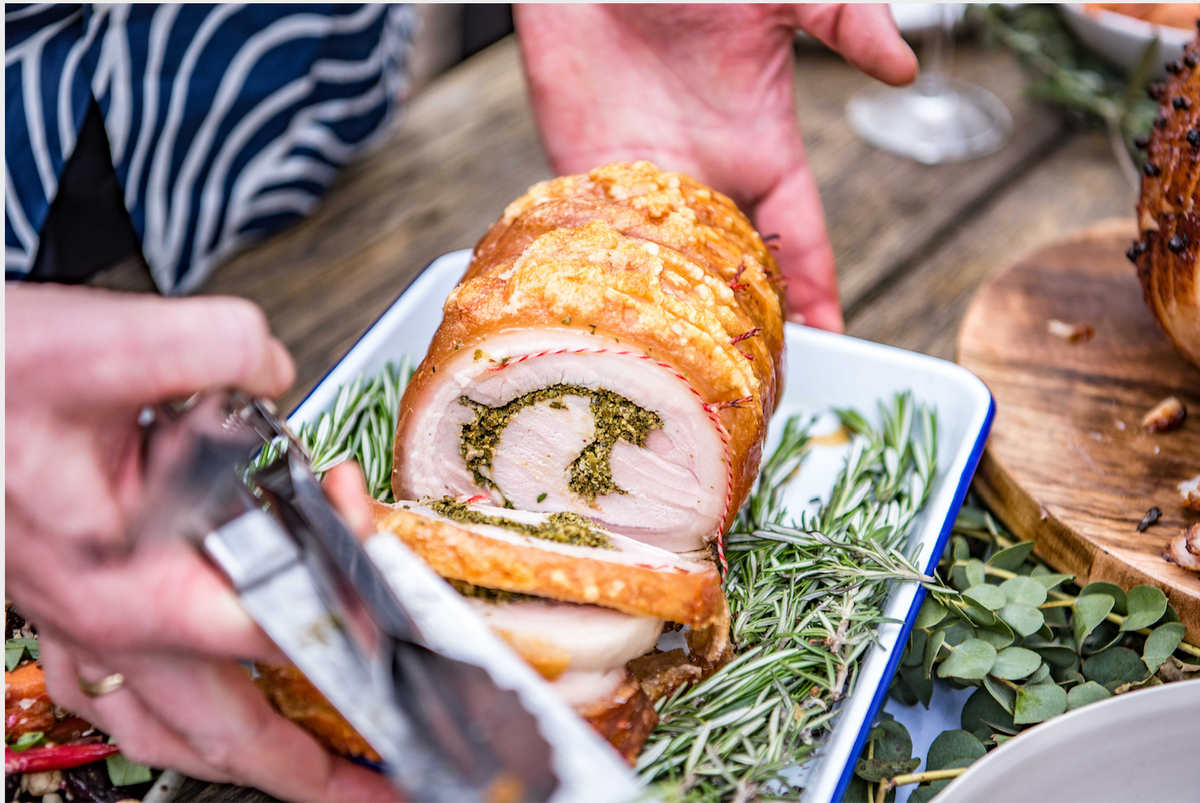 Porchetta and herb stuffing recipe - Hagen's Organics